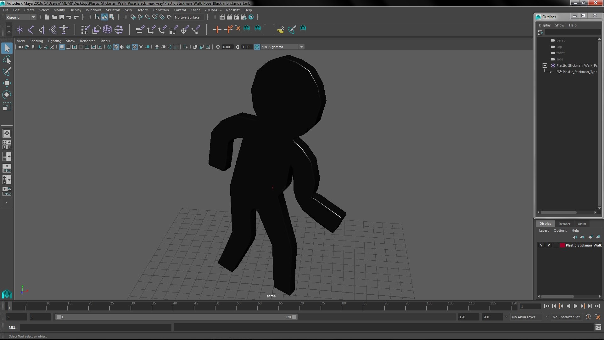 Plastic Stickman Walk Pose Black 3D Model - TurboSquid 2112239