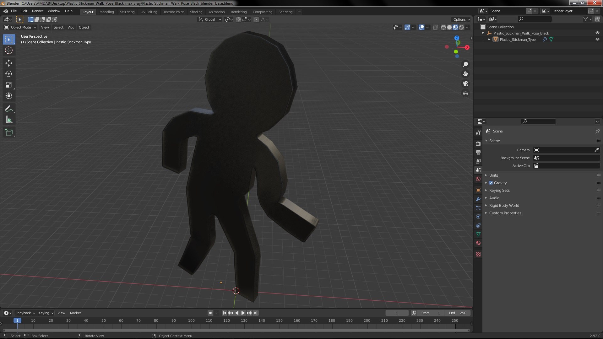 Plastic Stickman Walk Pose Black 3D Model - TurboSquid 2112239