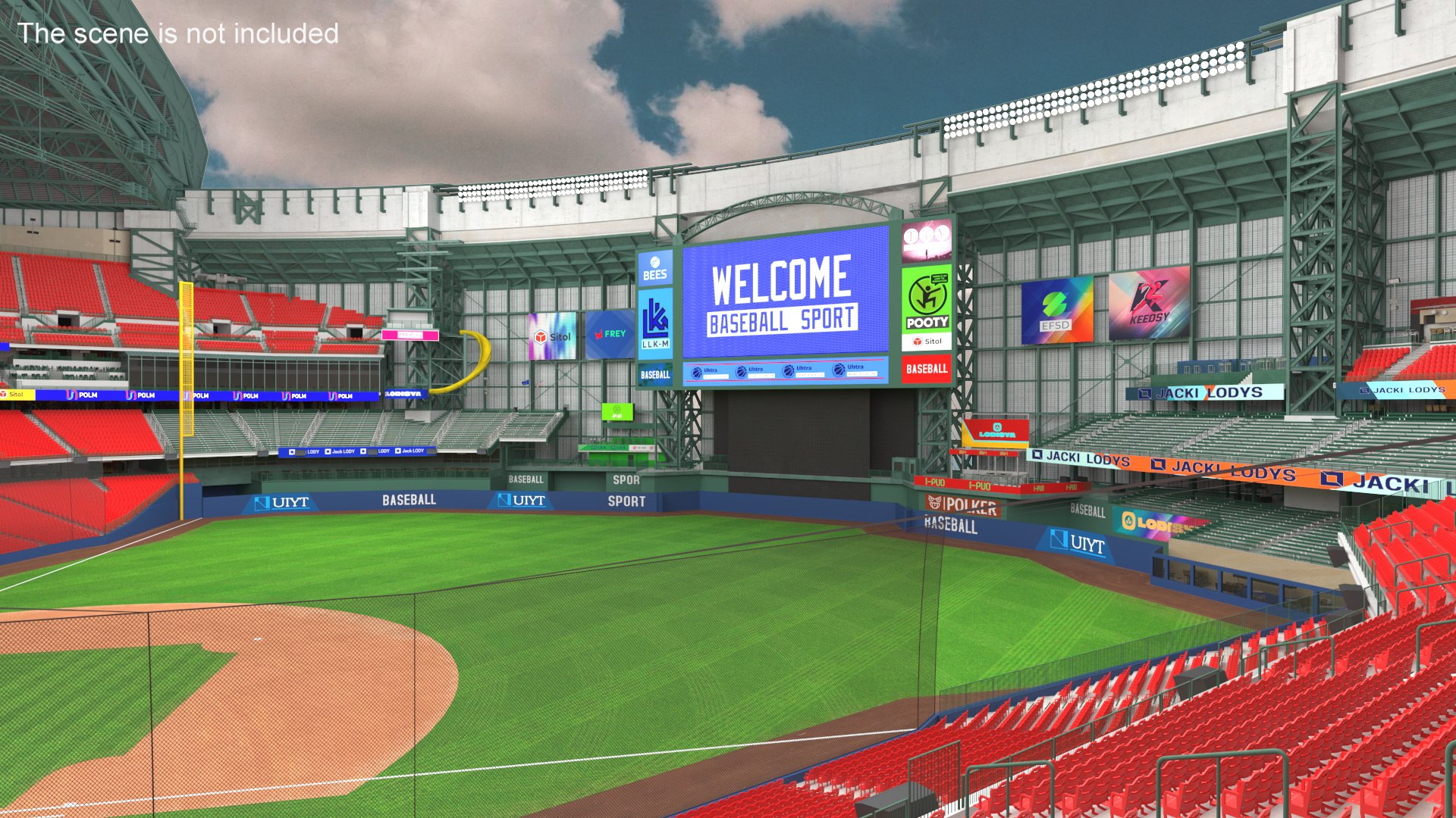3D Baseball Stadium With Open Roof - TurboSquid 2311427