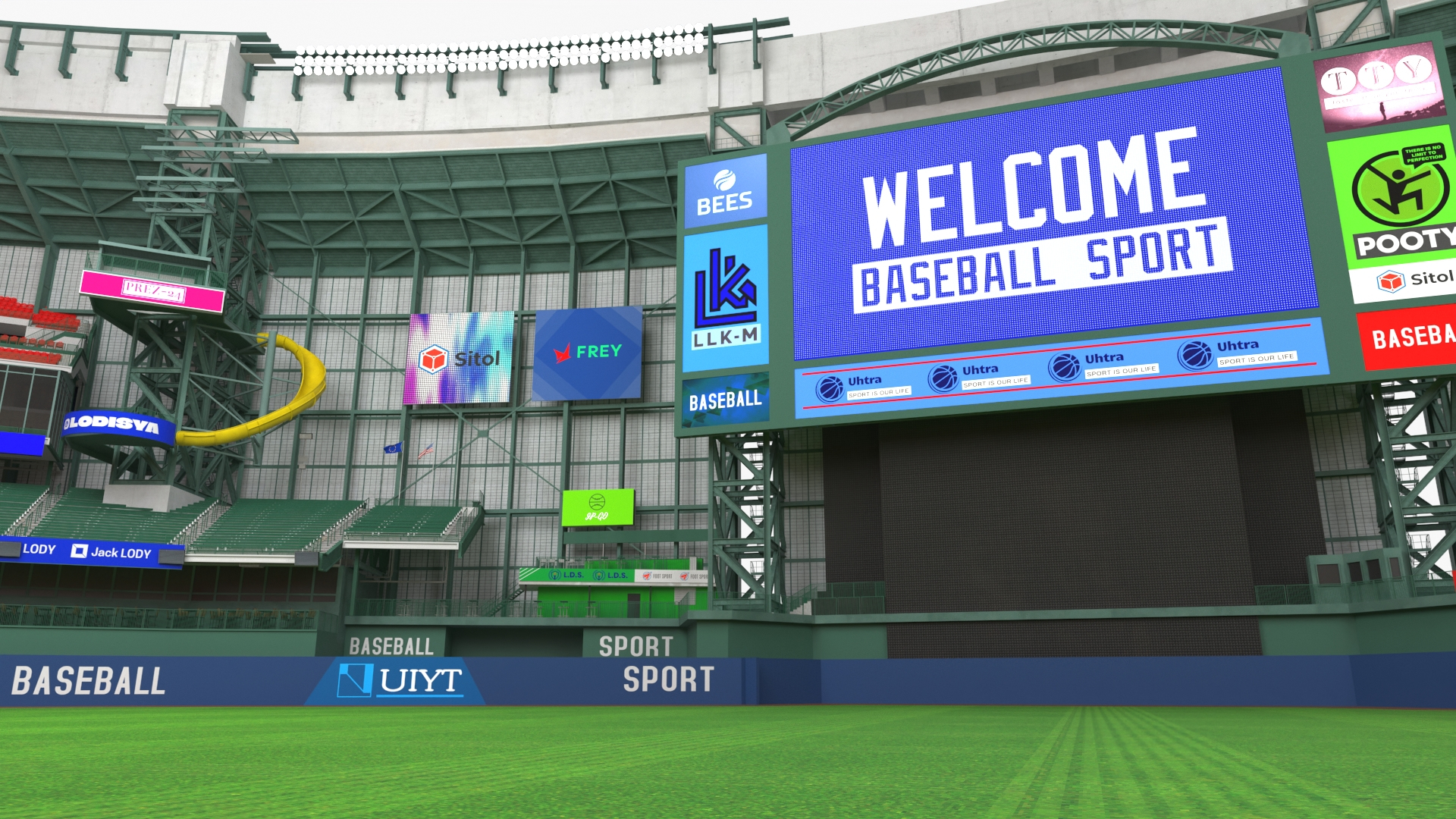 3D Baseball Stadium With Open Roof - TurboSquid 2311427
