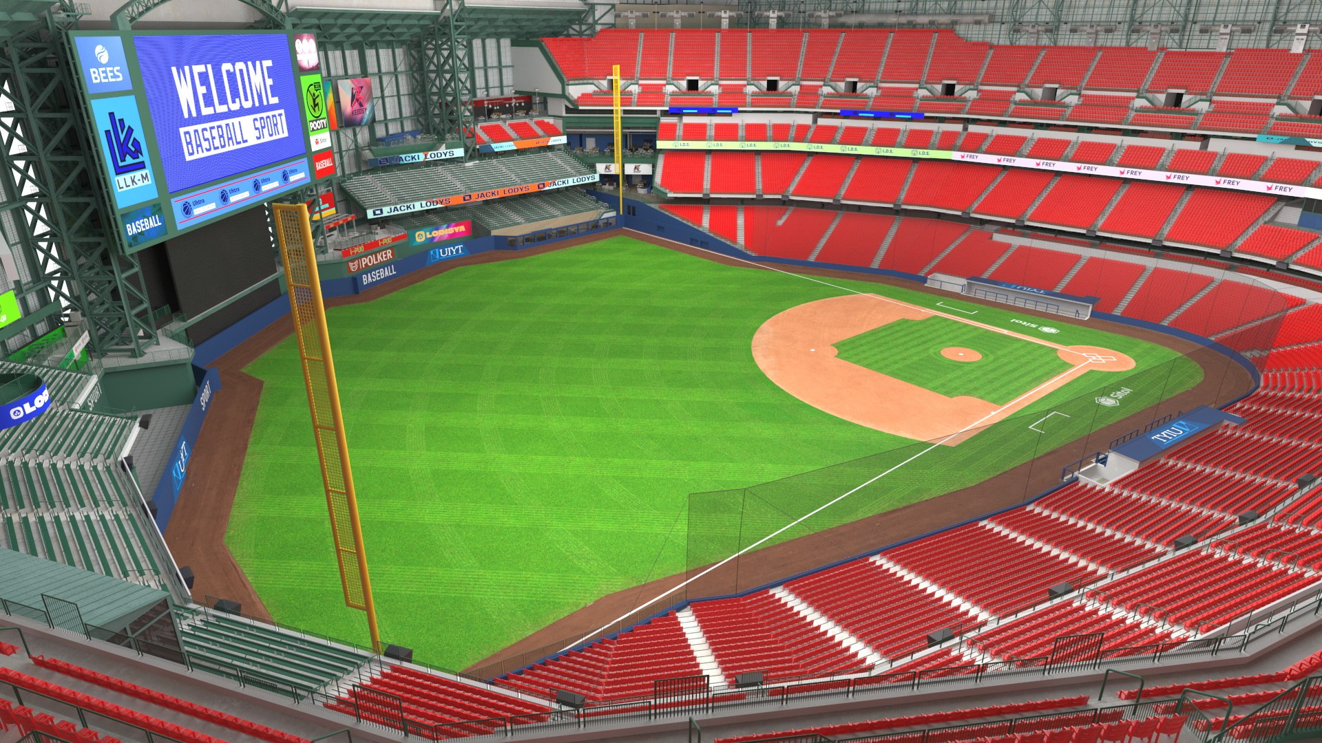 3D Baseball Stadium With Open Roof - TurboSquid 2311427