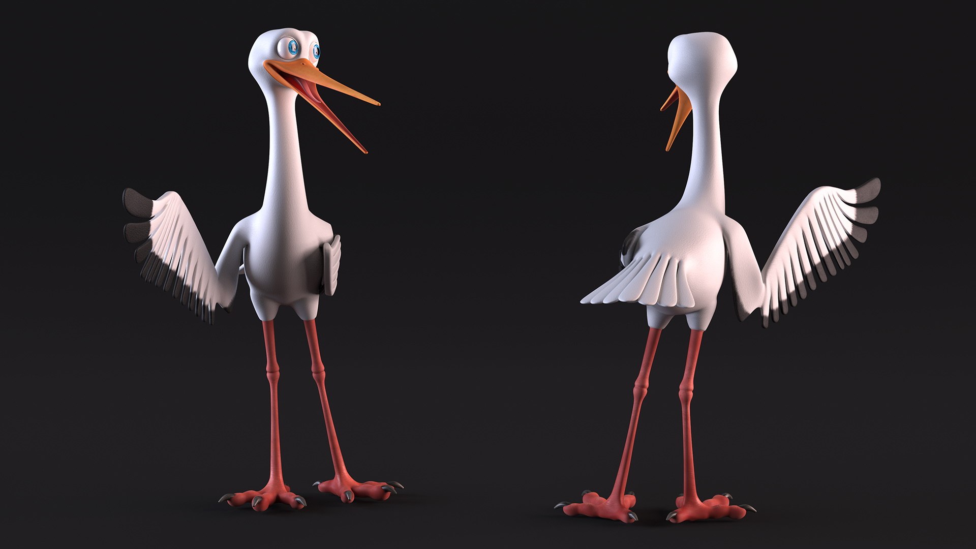 Cartoon Stork Talk Pose 3D Model - TurboSquid 2088907