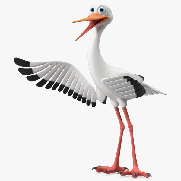 modelo 3d Pose de conversación de cigüeña de dibujos animados ...