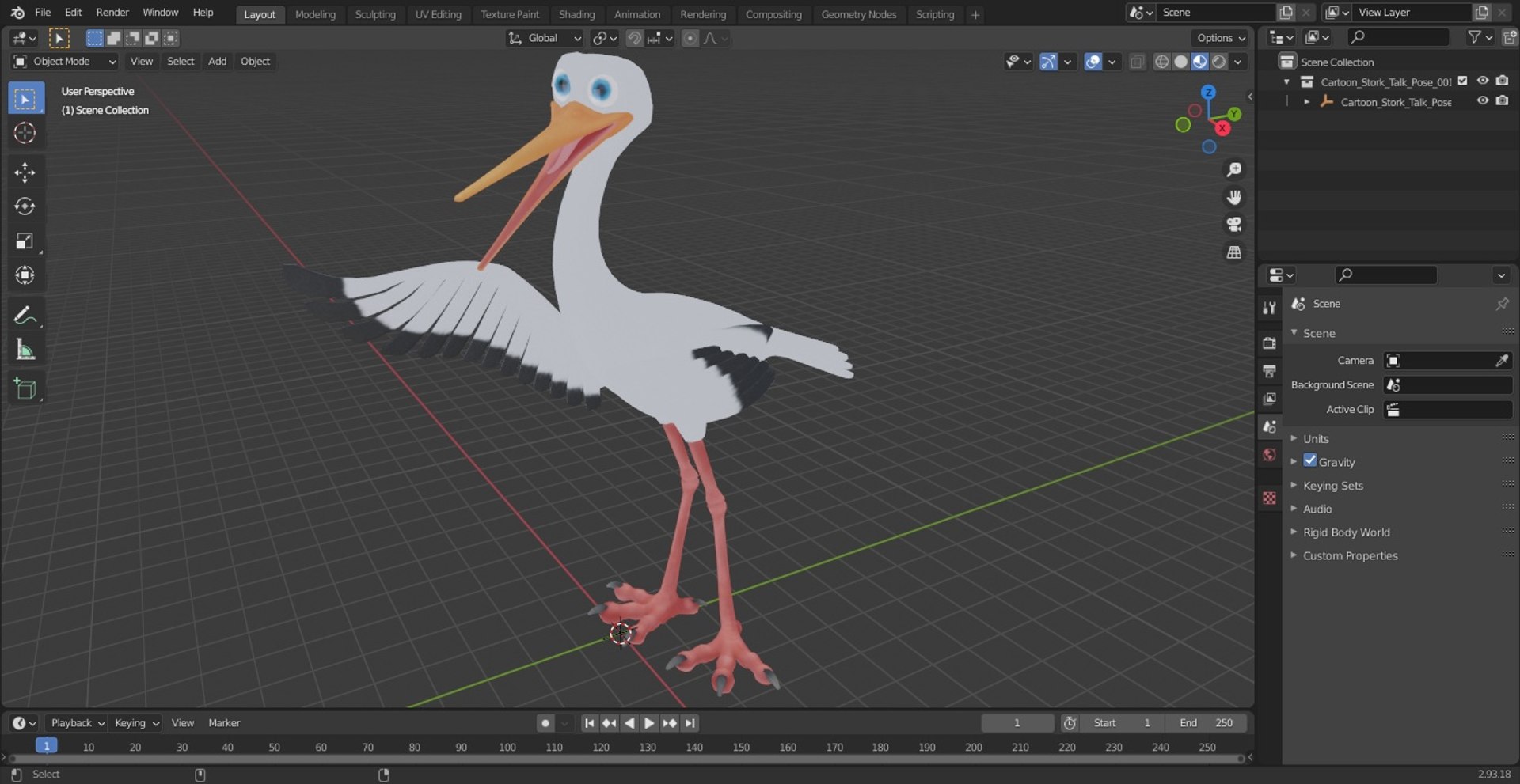 Cartoon Stork Talk Pose 3D Model - TurboSquid 2088907