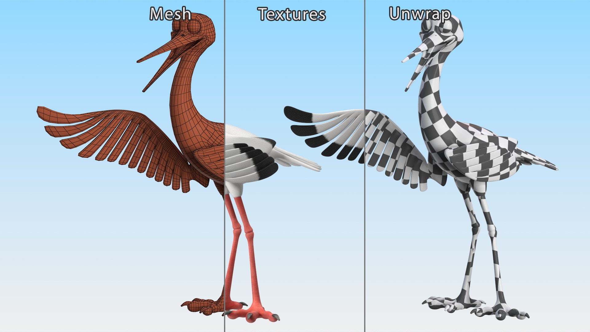 Cartoon Stork Talk Pose 3D Model - TurboSquid 2088907