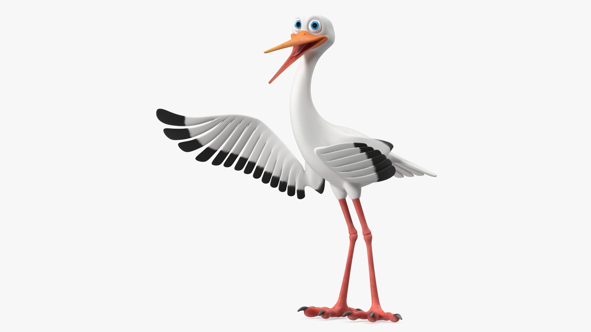 Cartoon Stork Talk Pose 3D Model - TurboSquid 2088907