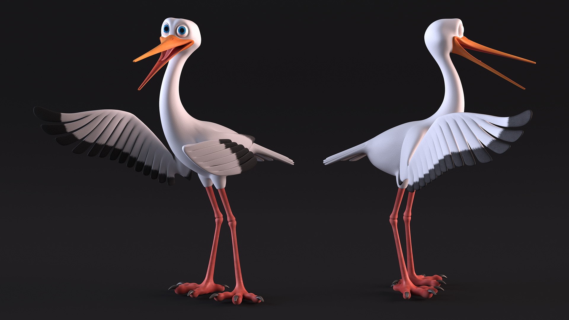 Cartoon Stork Talk Pose 3D Model - TurboSquid 2088907