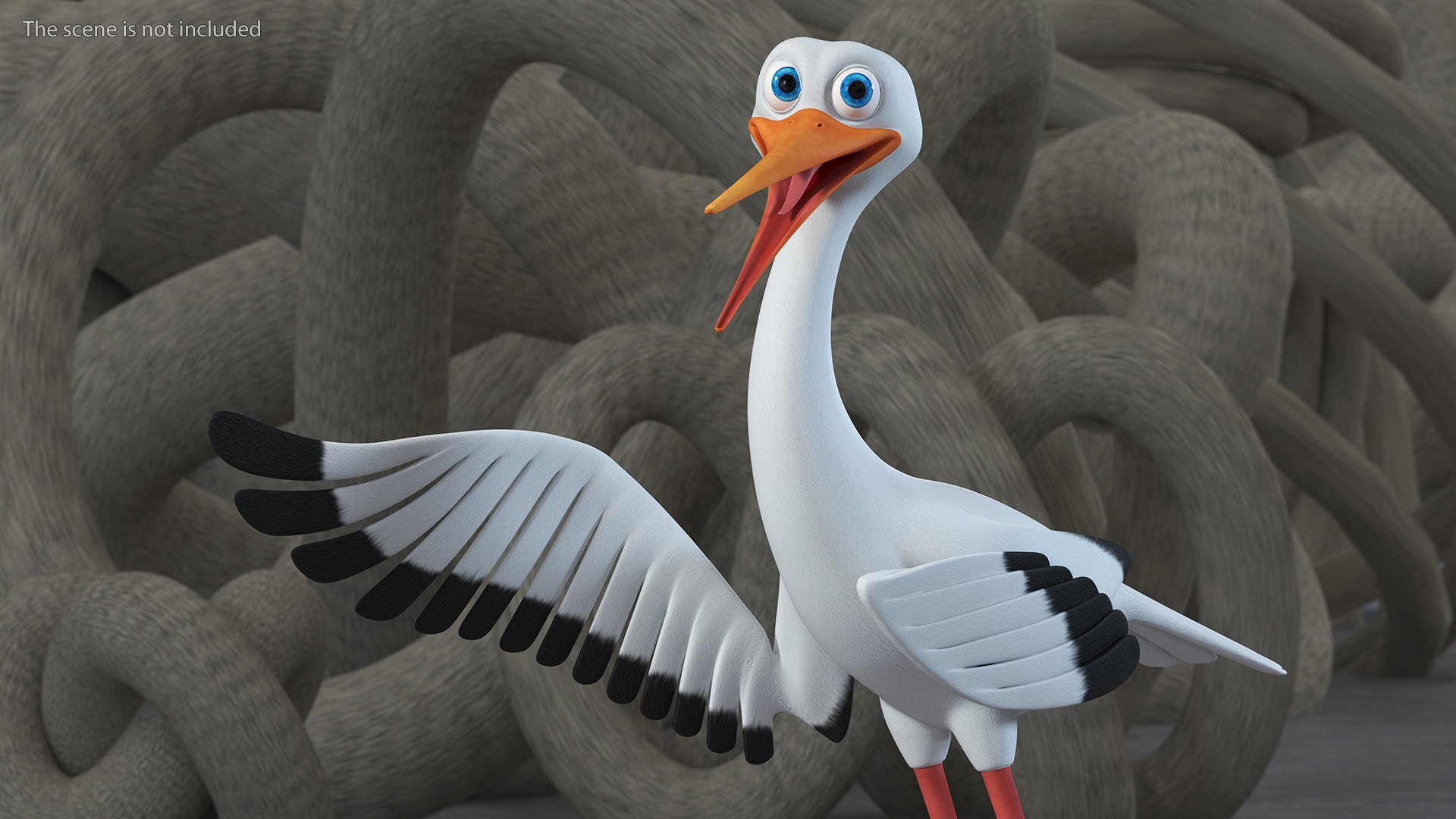 Cartoon Stork Talk Pose 3D Model - TurboSquid 2088907