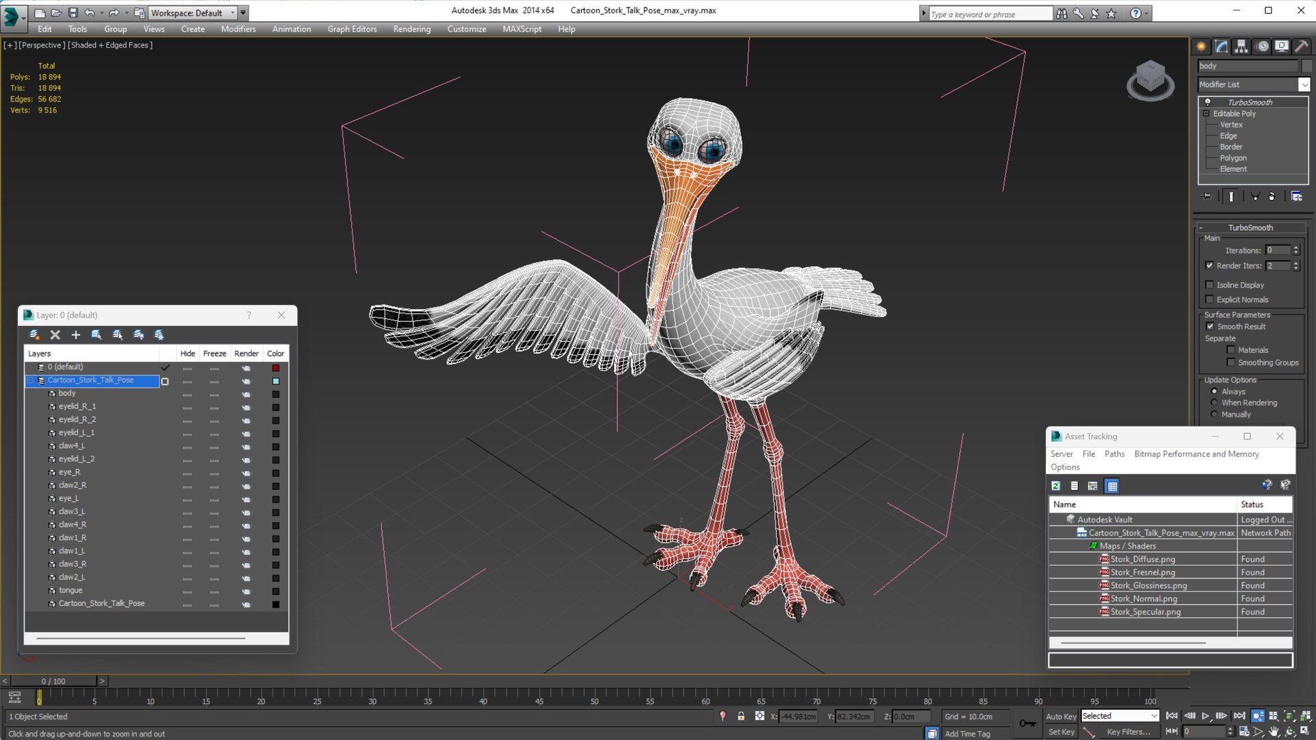Cartoon Stork Talk Pose 3D Model - TurboSquid 2088907