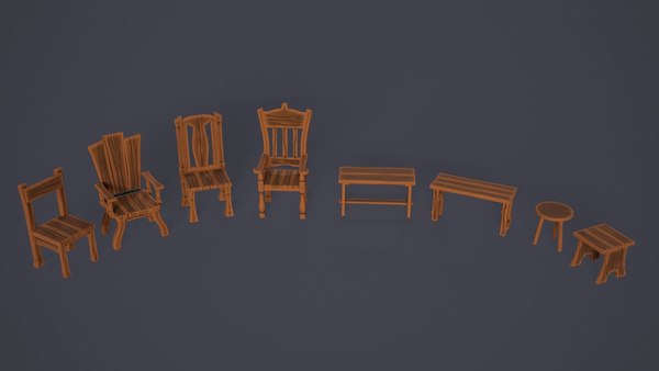 modelo 3d Stylized Chairs Pack - TurboSquid 2082967