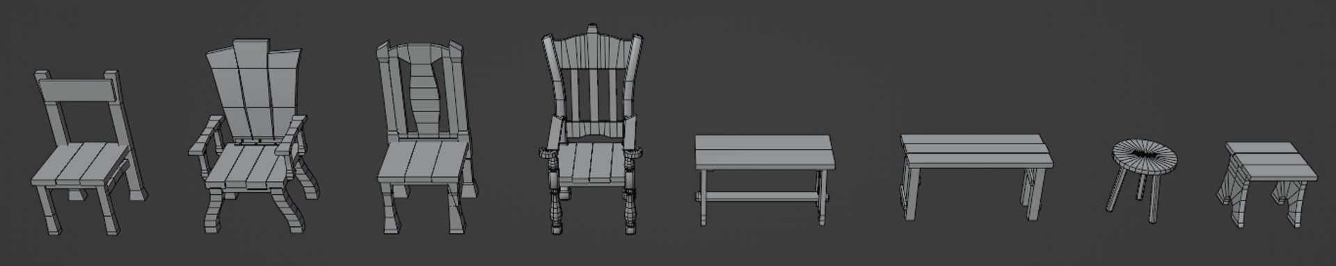 Stylized Chairs Pack Model - TurboSquid 2082967