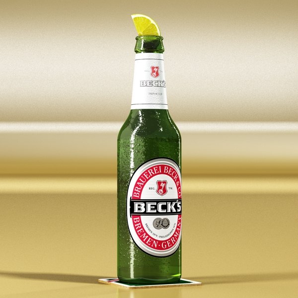 3d model nacho bowl becks beer bottles