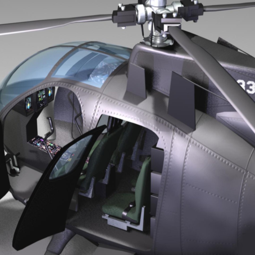 pre-rigged ah-6 little bird helicopter 3d model
