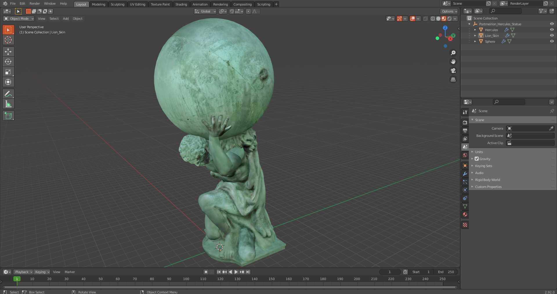Portmeirion Hercules Statue For 3D Print 3D Model - TurboSquid 2275049