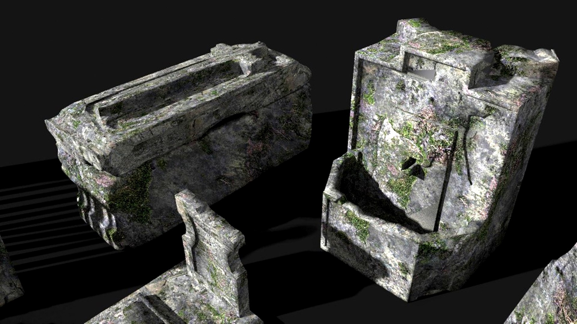 3D Old Cemetery Tombstone Grave Parts - TurboSquid 2166144