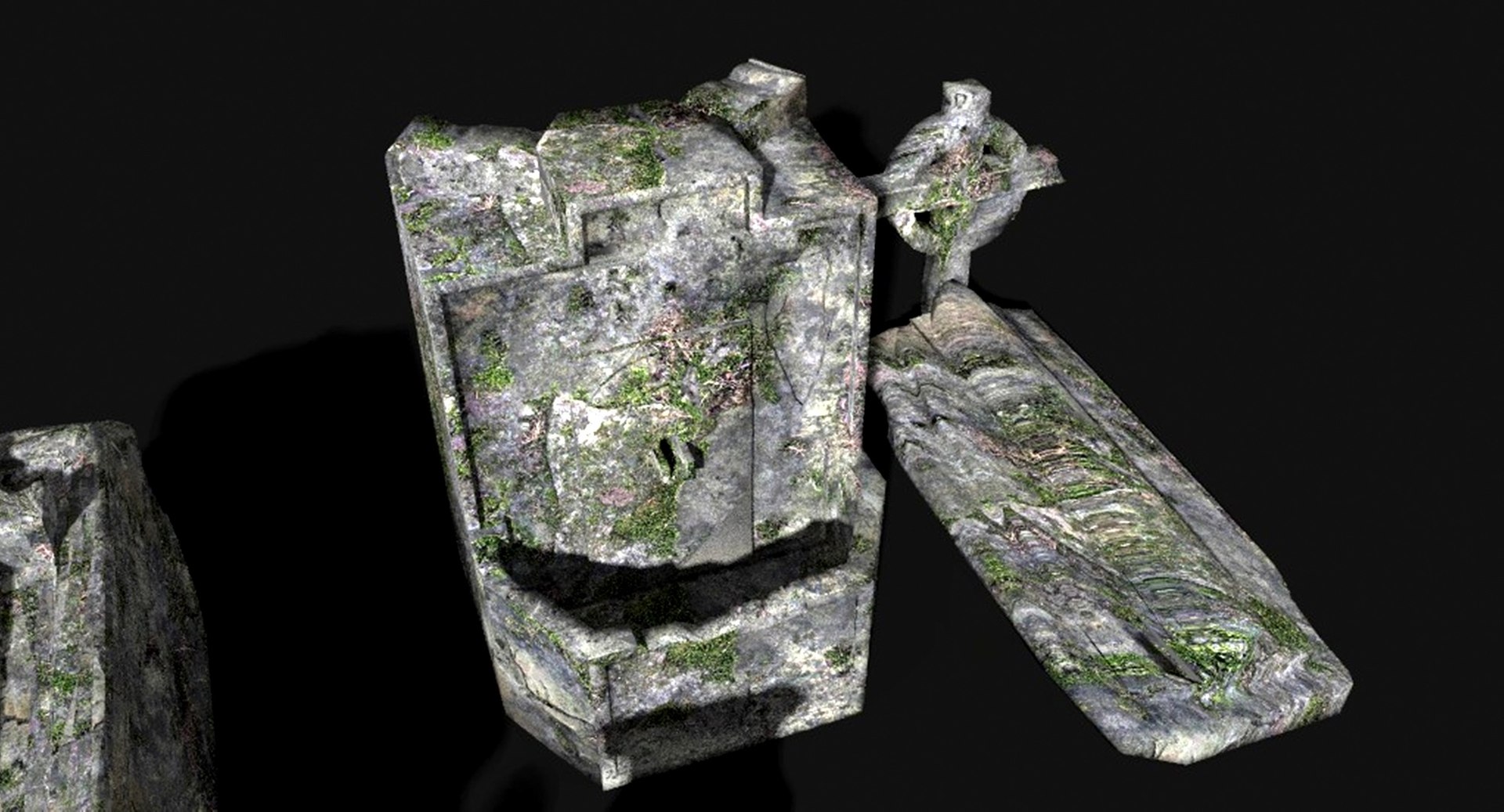 3D Old Cemetery Tombstone Grave Parts - TurboSquid 2166144