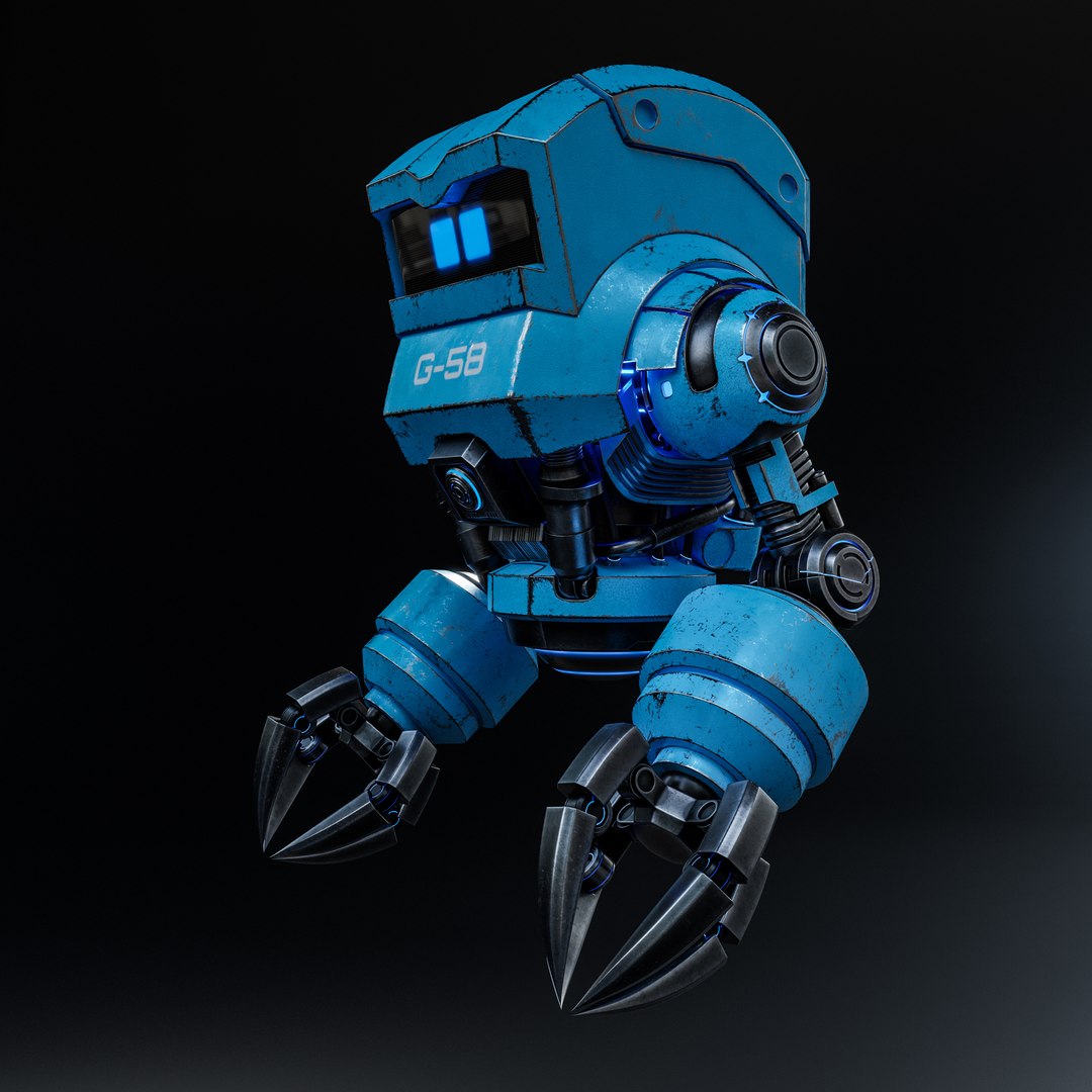 3D Cute Space Robot Rigged G-58 Blue - TurboSquid 2012089