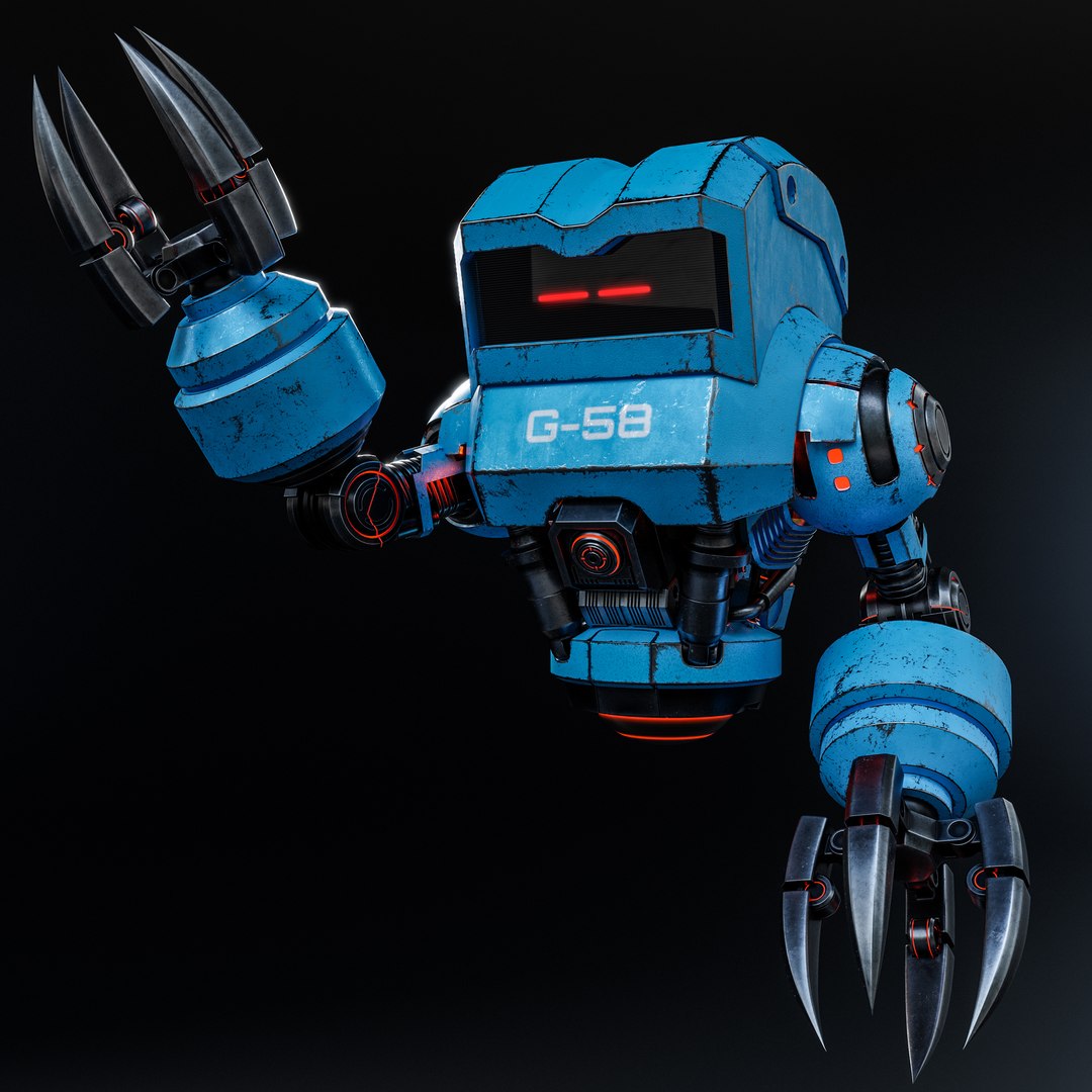 3D Cute Space Robot Rigged G-58 Blue - TurboSquid 2012089