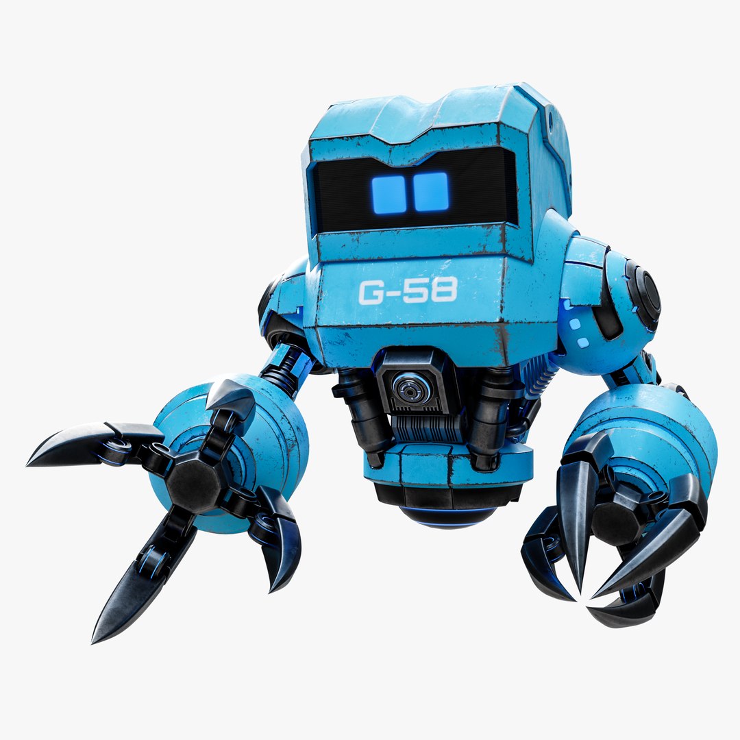 3D Cute Space Robot Rigged G-58 Blue - TurboSquid 2012089
