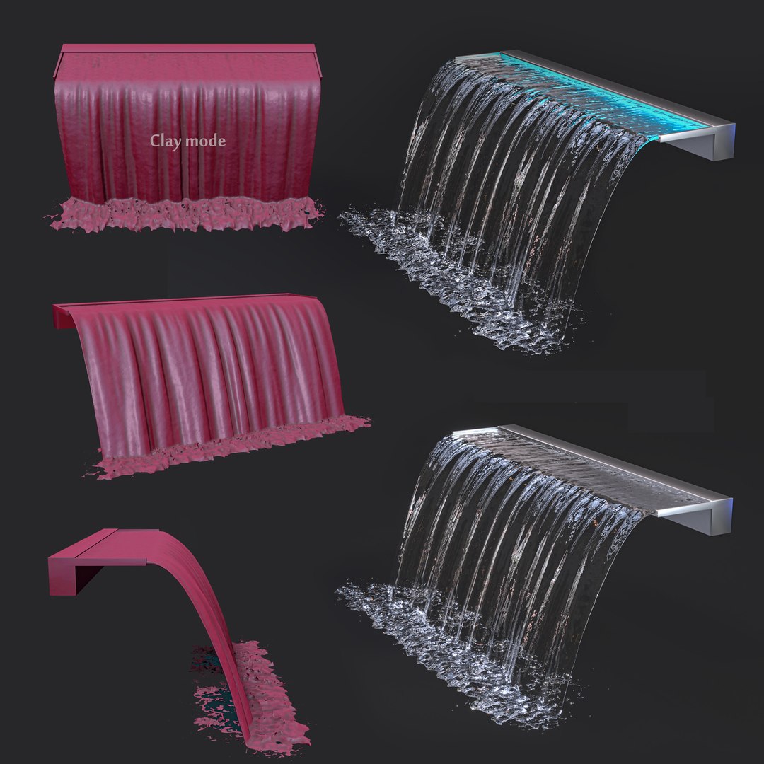 3D Waterfall Fountains Swimming Pool Cascade - TurboSquid 2078576