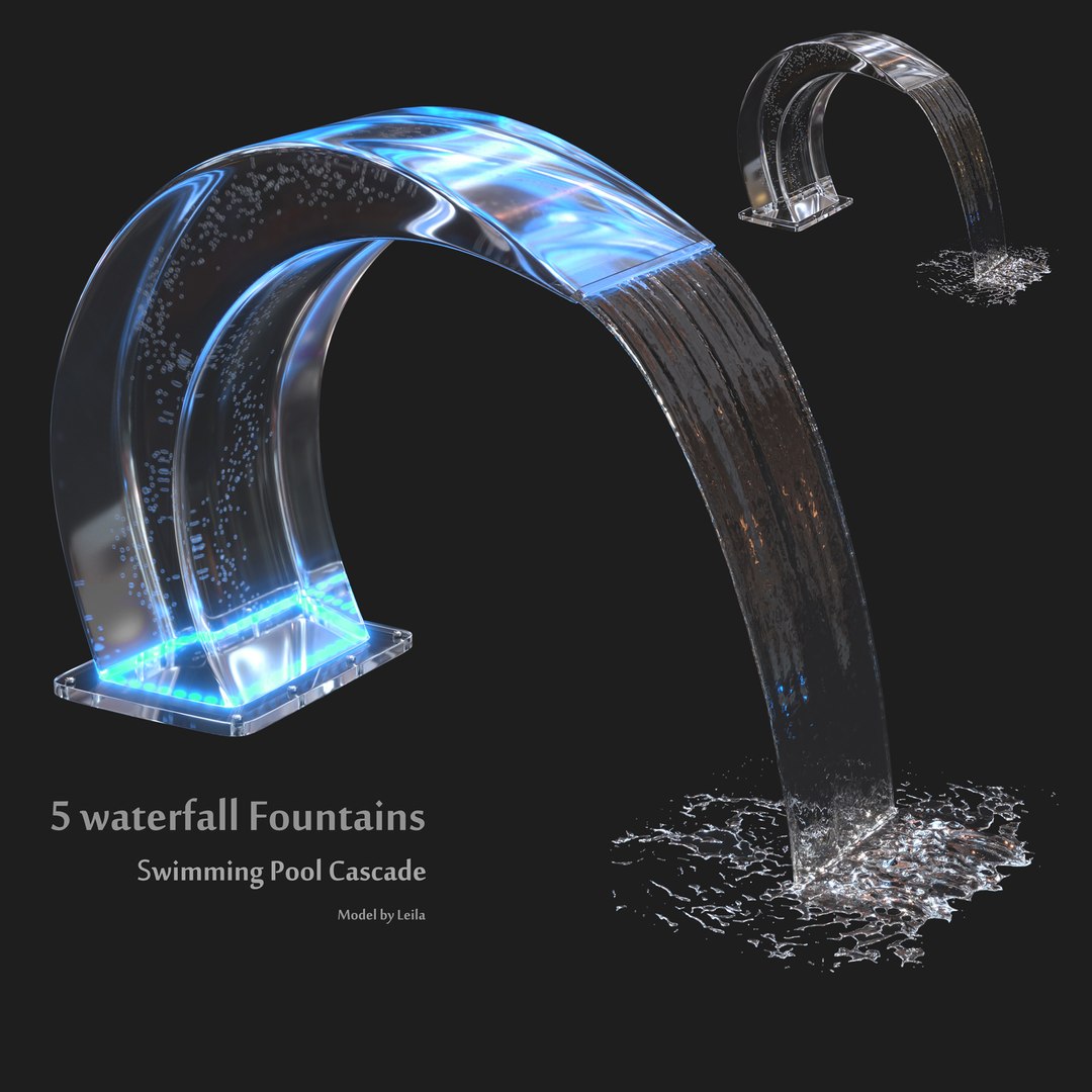 3D Waterfall Fountains Swimming Pool Cascade - TurboSquid 2078576