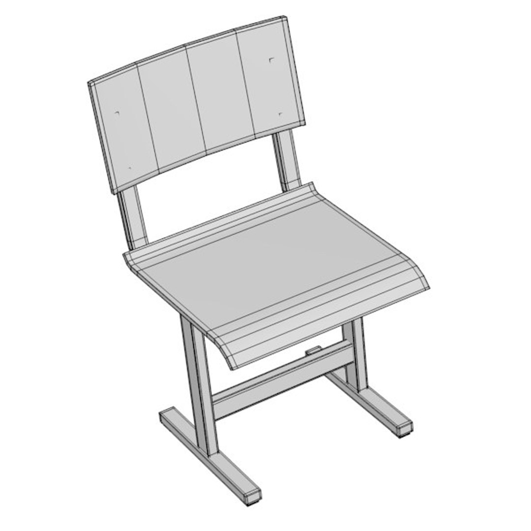 3d Model Of School Chair
