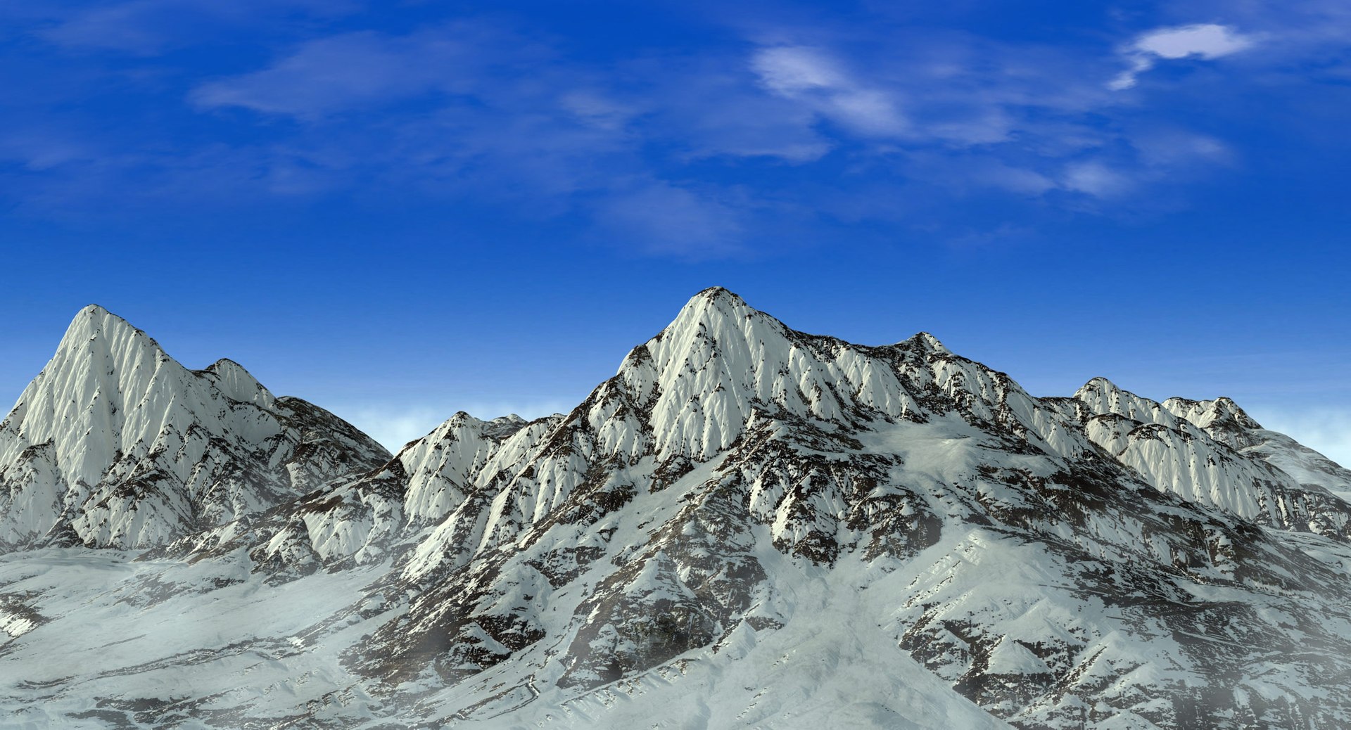 3d Model Mountain Range Alaska Terrain Landscape