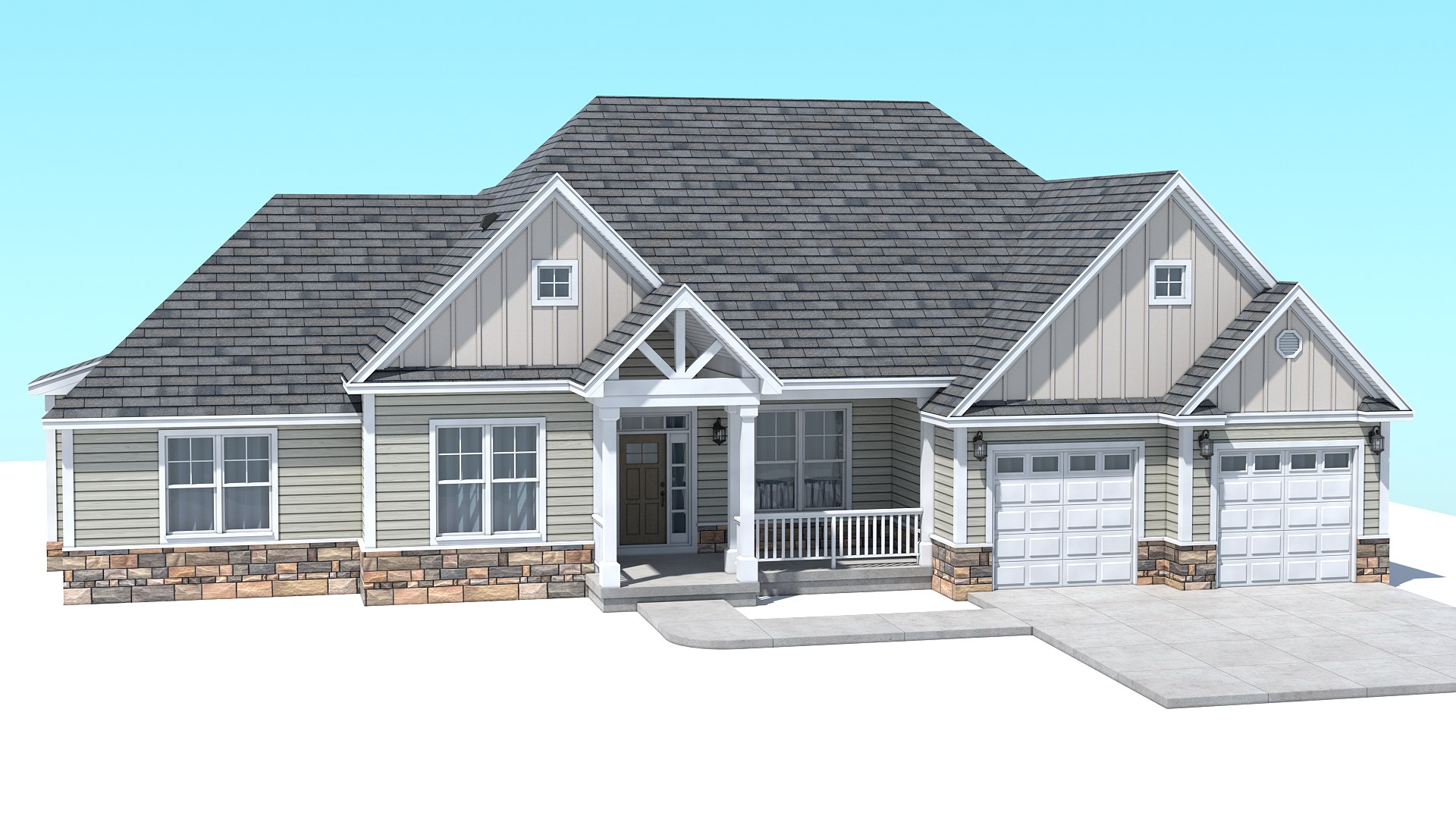 3D Classic American House 019 Model - TurboSquid 1892138