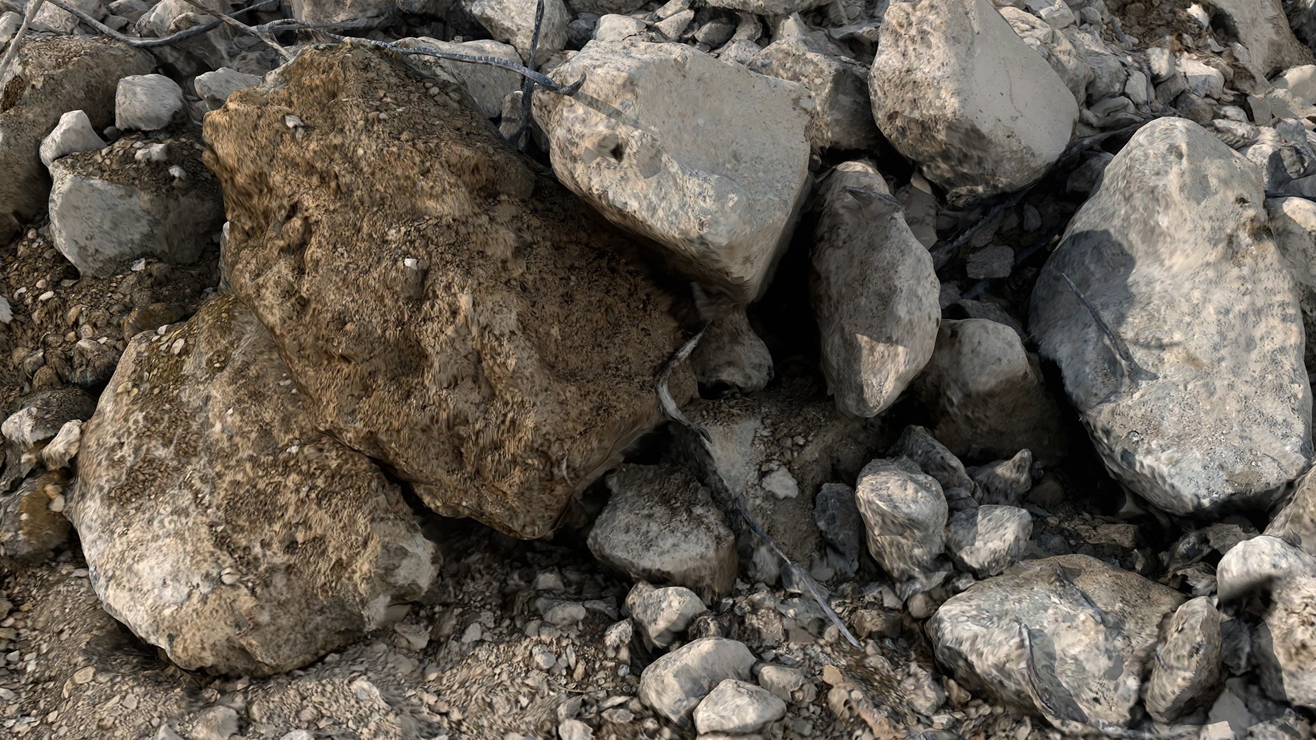 Gravel Rock Pile 03 - 3D Photogrammetry Model Scan Of Pile Of Rocks On ...