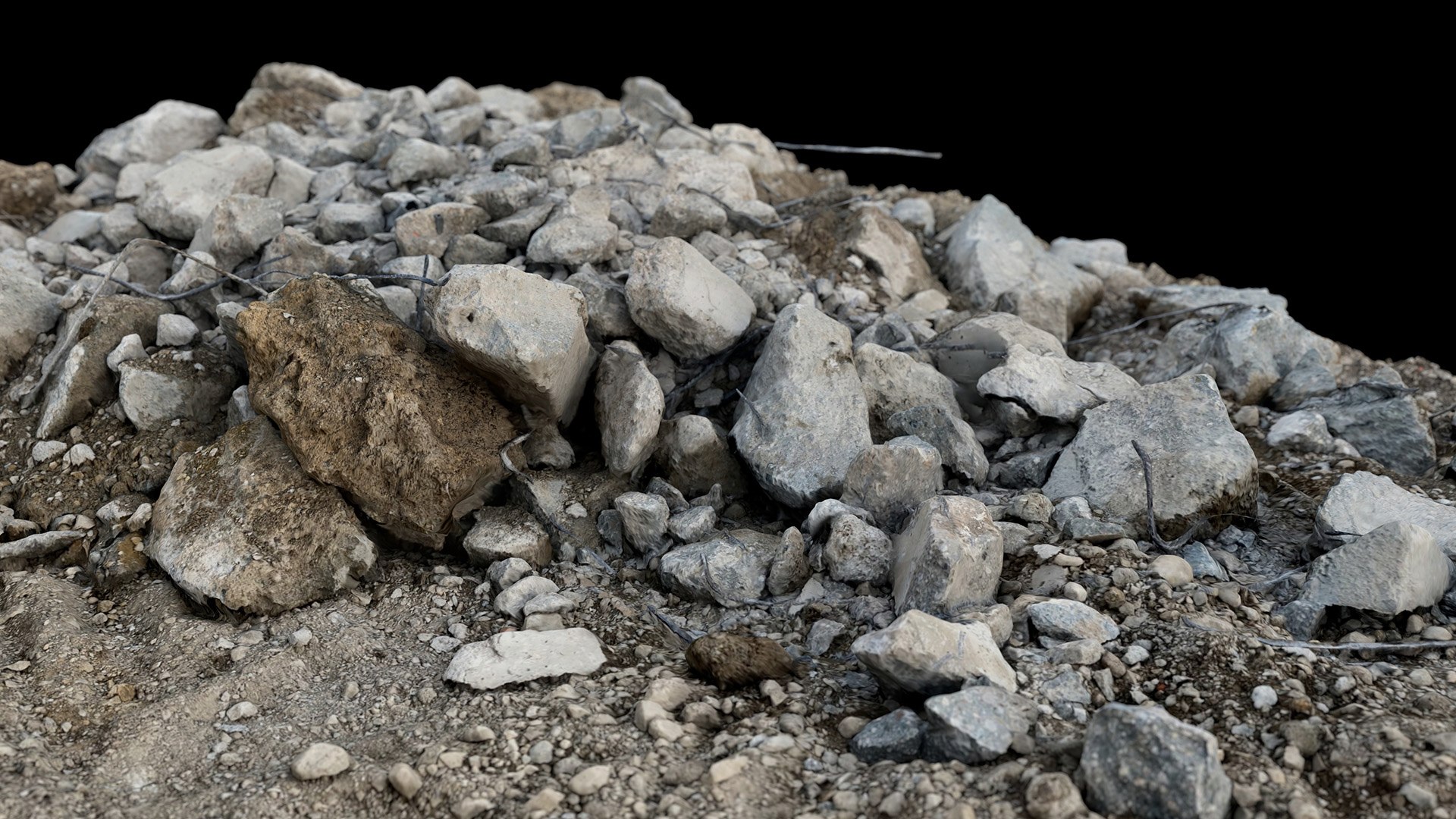 Gravel Rock Pile 03 - 3D Photogrammetry Model Scan Of Pile Of Rocks On ...