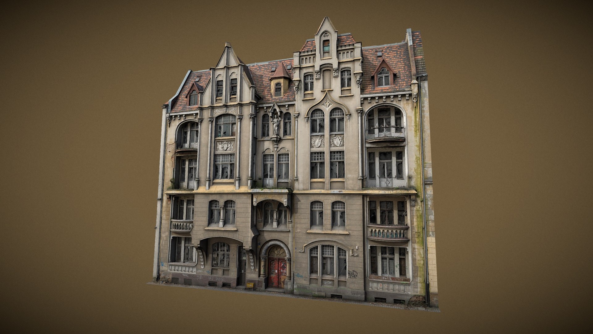 3D Facade Of An Art Nouveau Tenement House 01 Model - TurboSquid 2170439