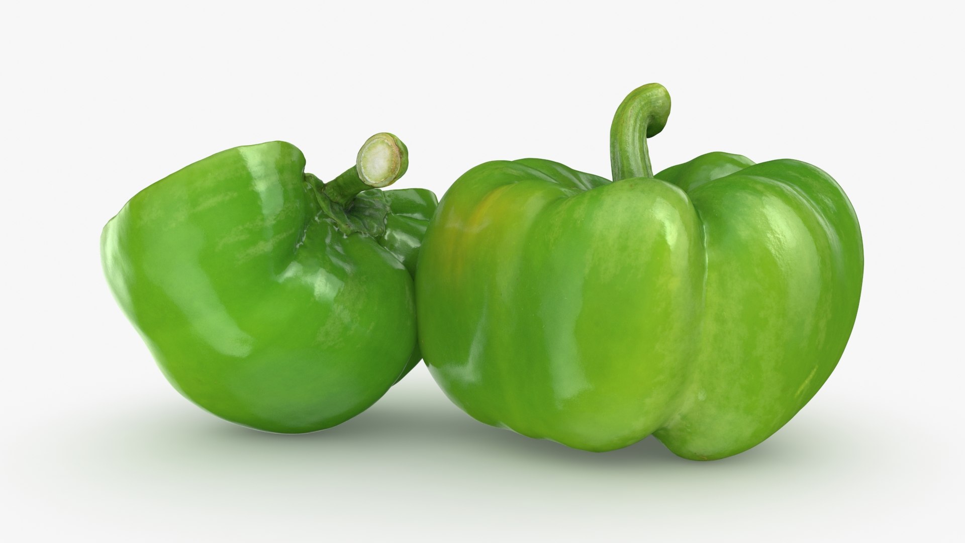 Green Bell Pepper Whole And Half 3D Model - TurboSquid 2262370