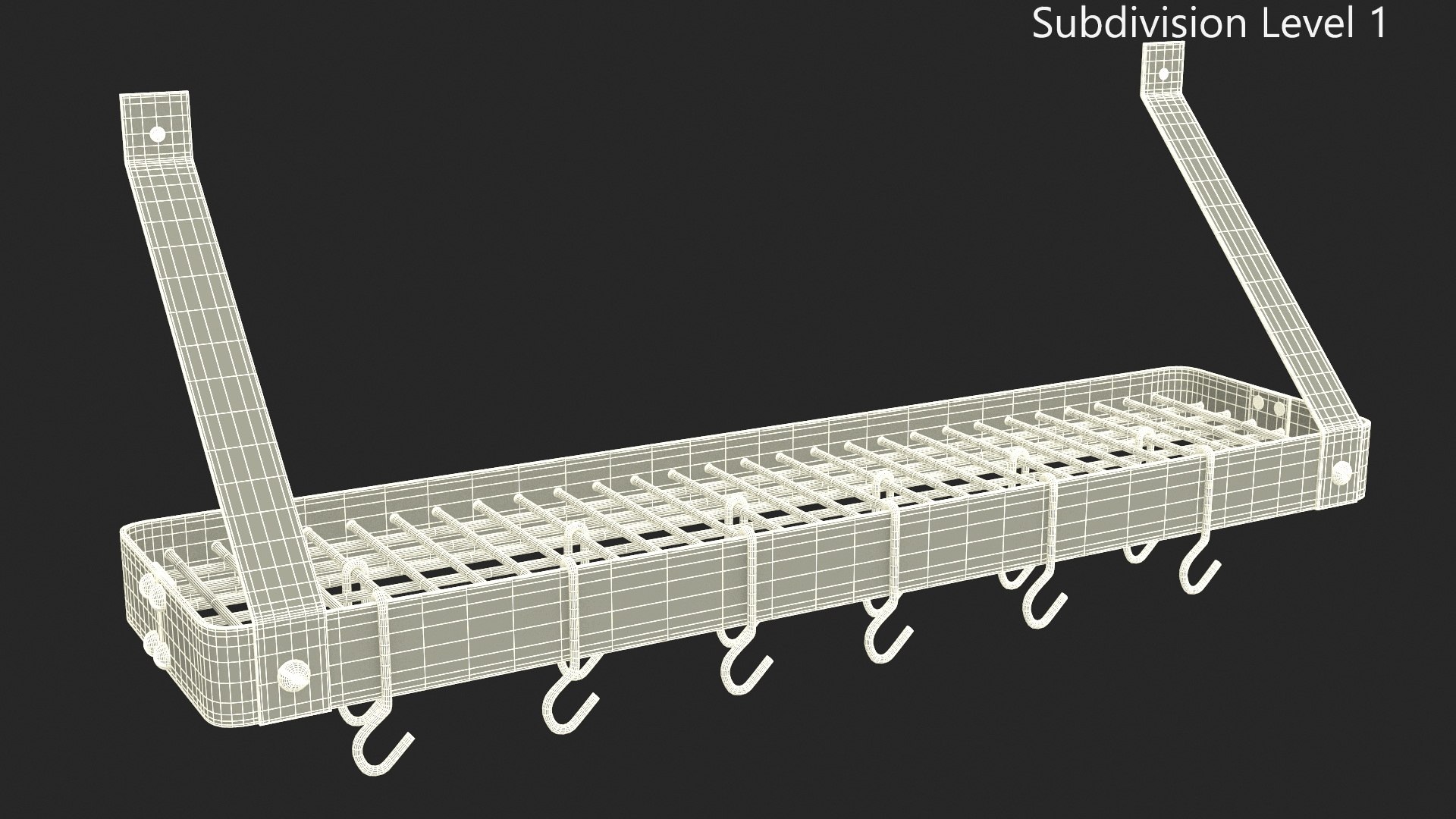 3D Wall Mounted Kitchen Pan Pot Rack Silver Model - TurboSquid 2155774