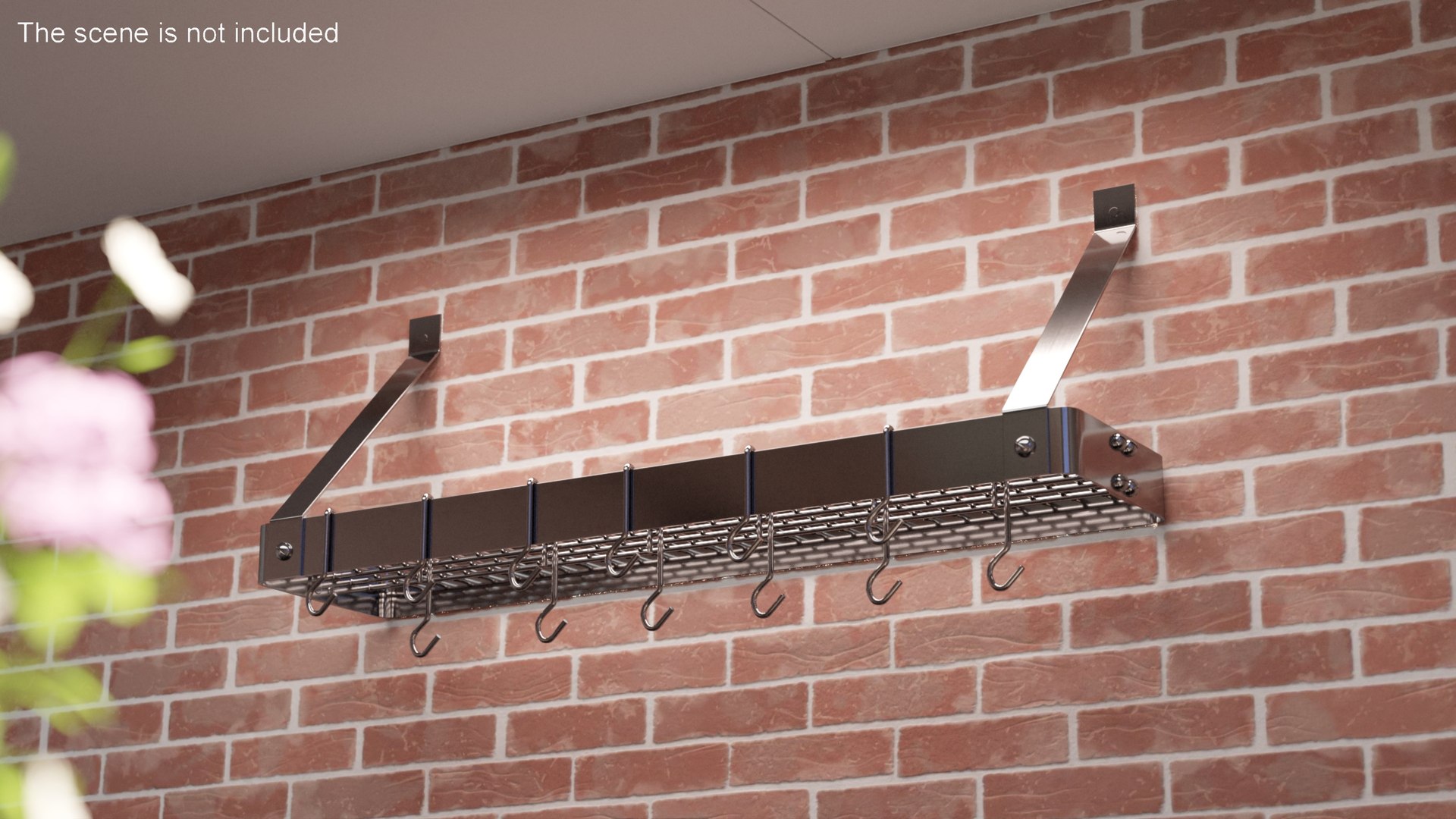 3D Wall Mounted Kitchen Pan Pot Rack Silver Model - TurboSquid 2155774