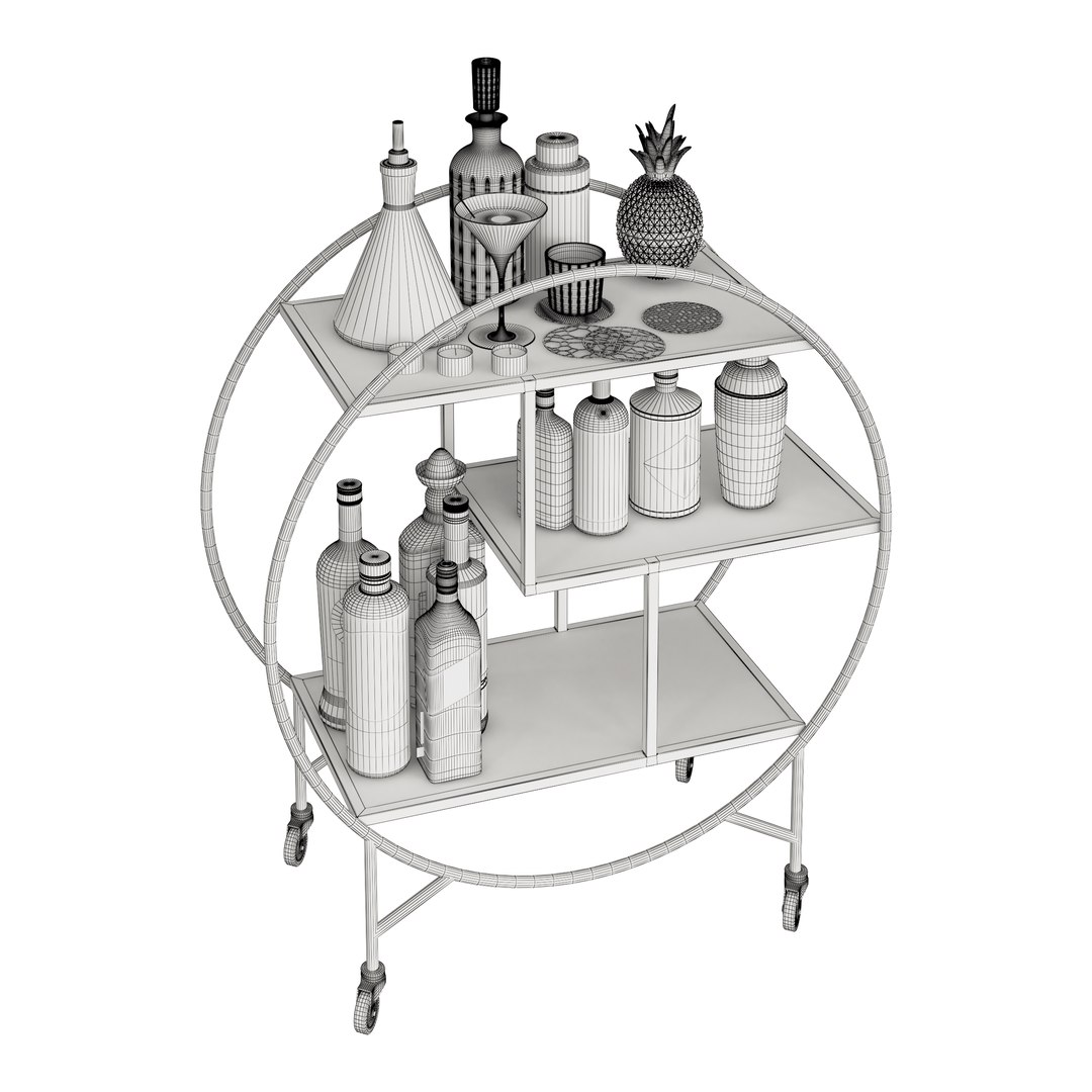 Round Mini Bar Beverage Table 3D Model - TurboSquid 1772159