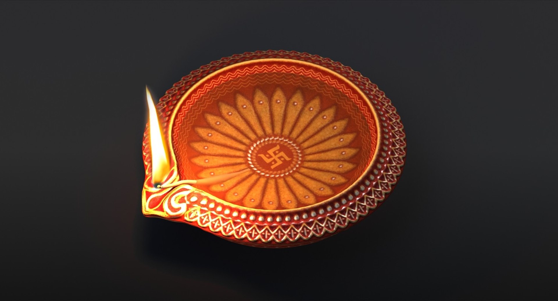 3d Decorative Indian Diwali Lamp Model