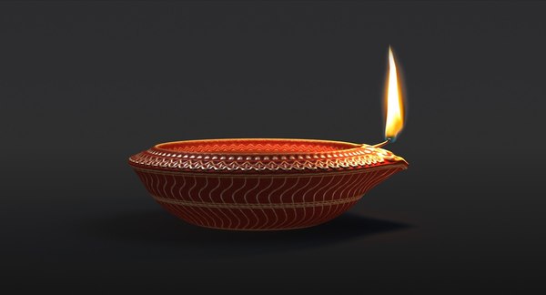 3d decorative indian diwali lamp model