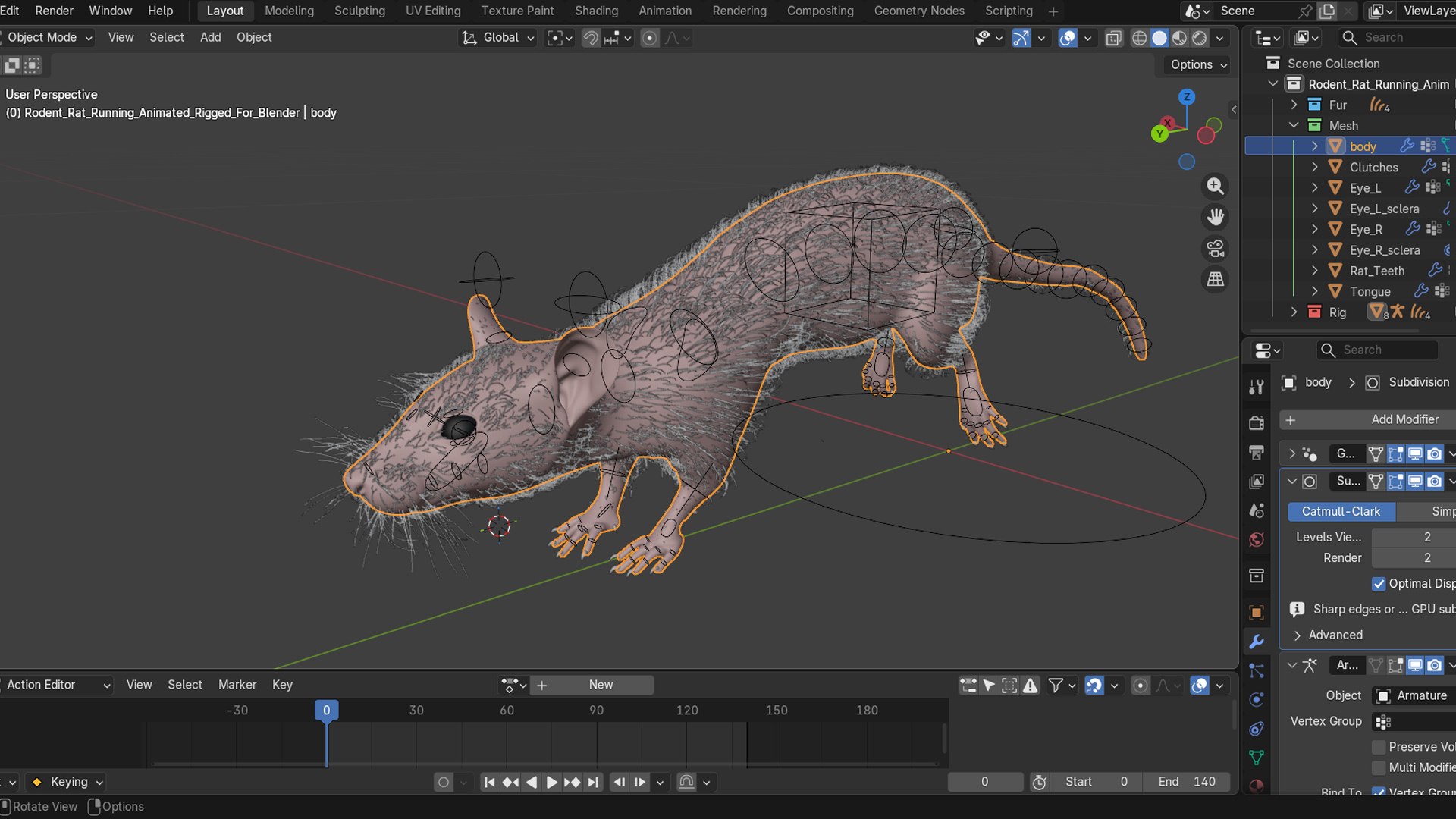 3D Rodent Rat Running Animated Rigged For Blender Model - TurboSquid ...