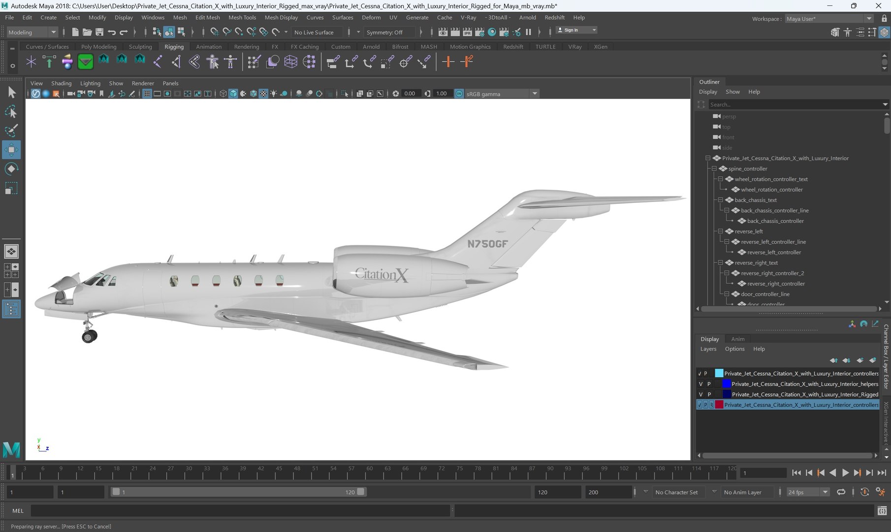 Private Jet Cessna Citation X With Luxury Interior Rigged For Maya 3D ...