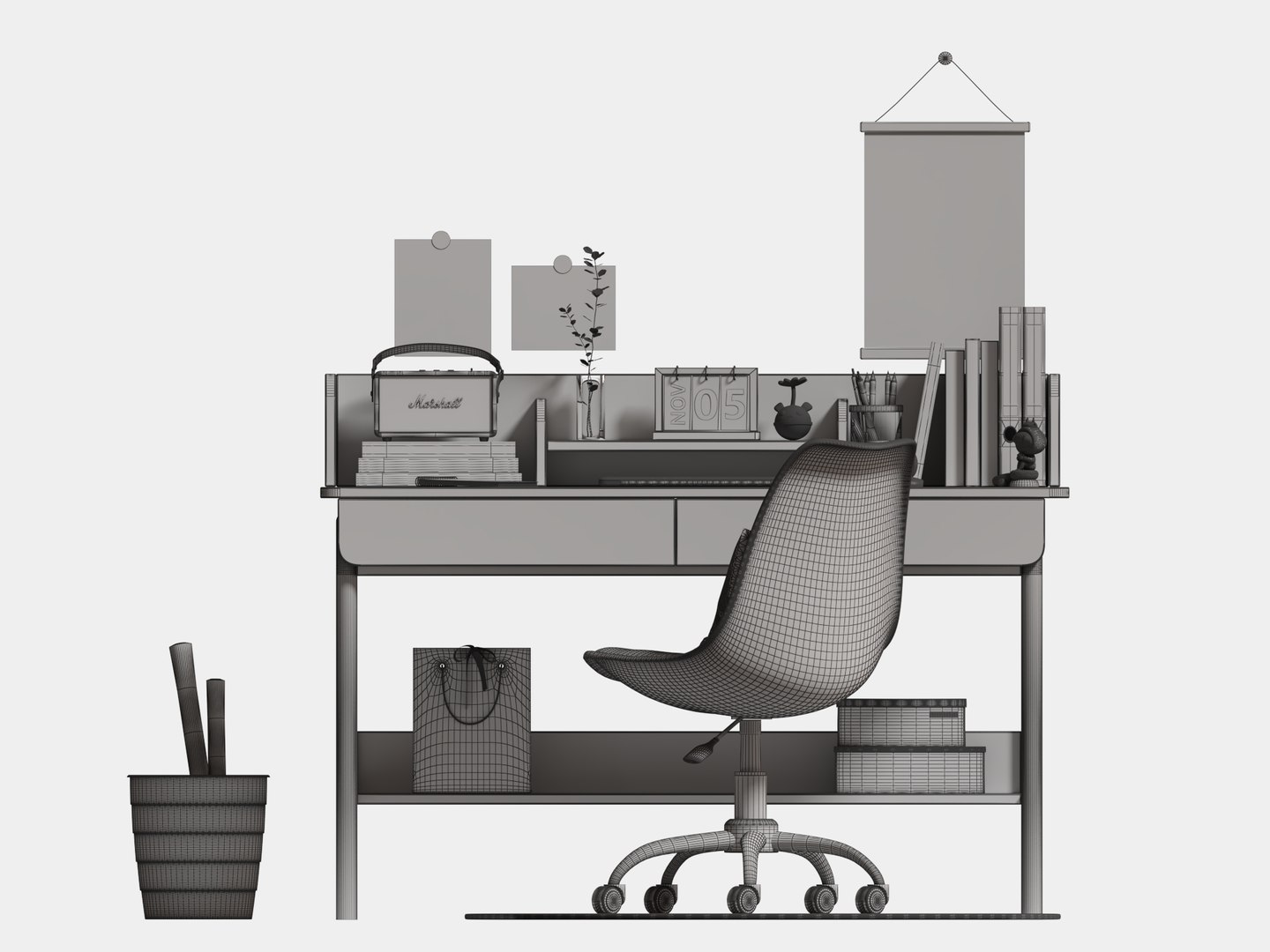 3D Desk And Chair Set - TurboSquid 2242792