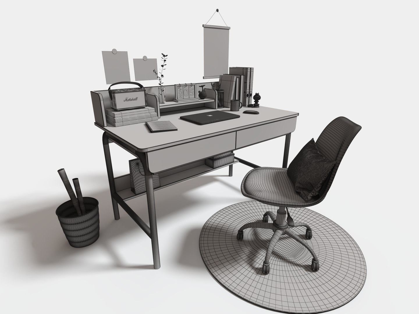 3D Desk And Chair Set - TurboSquid 2242792