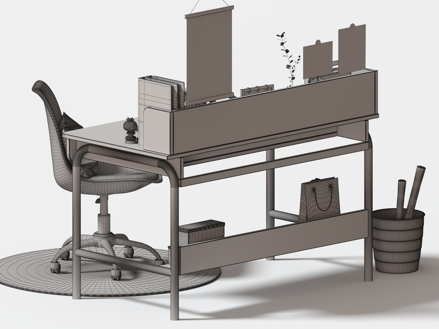 3D Desk And Chair Set - TurboSquid 2242792