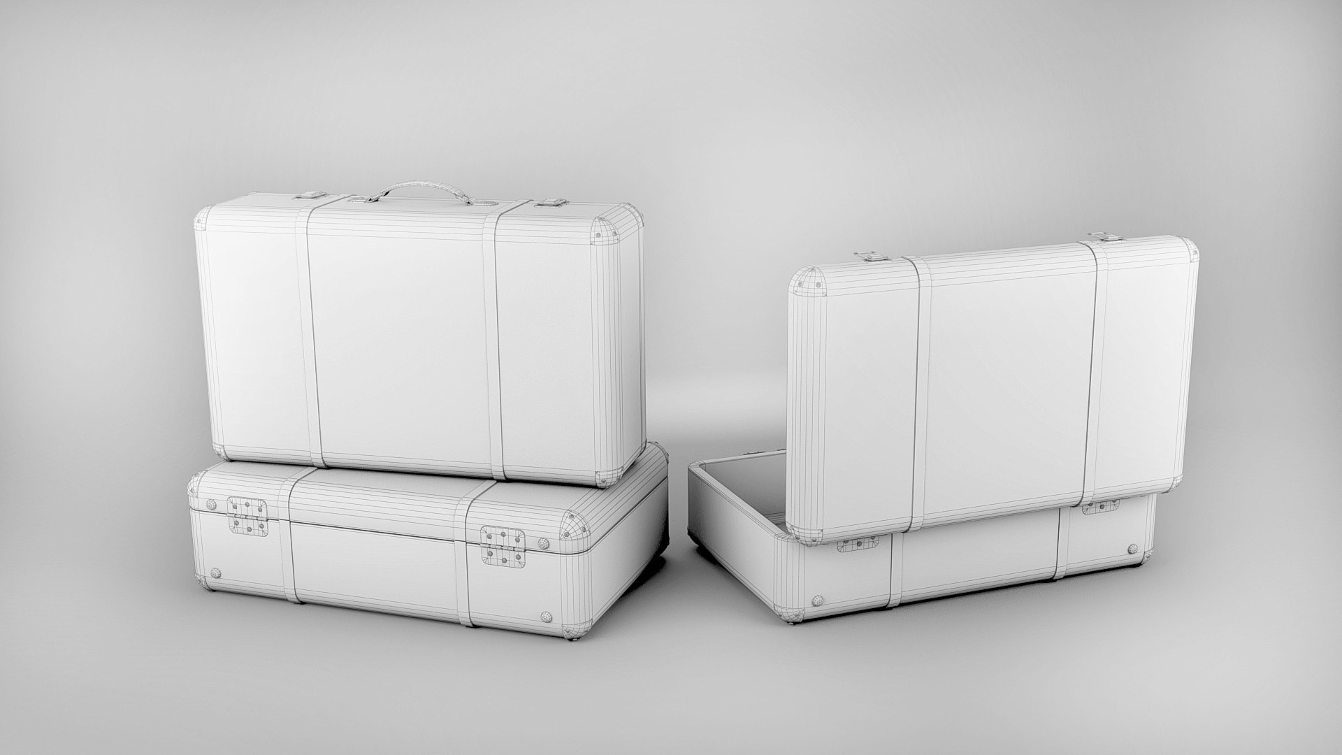 Vintage Travelling Suitcases Lowpoly 3D Model - TurboSquid 2027808