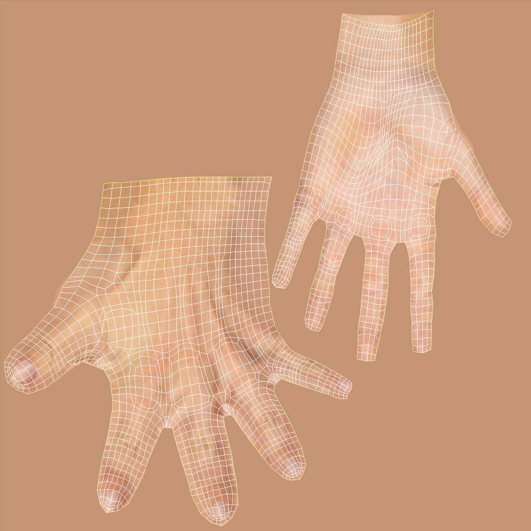 3d hand rigged poses skin