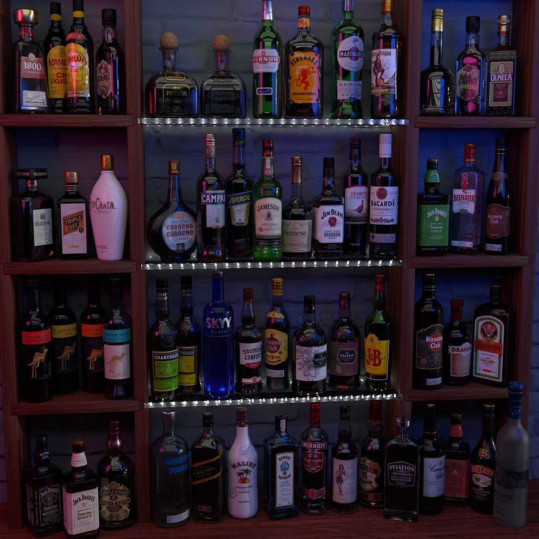 3D Alcohol Liquor Bottle Collection 57 Bottles - TurboSquid 2284982