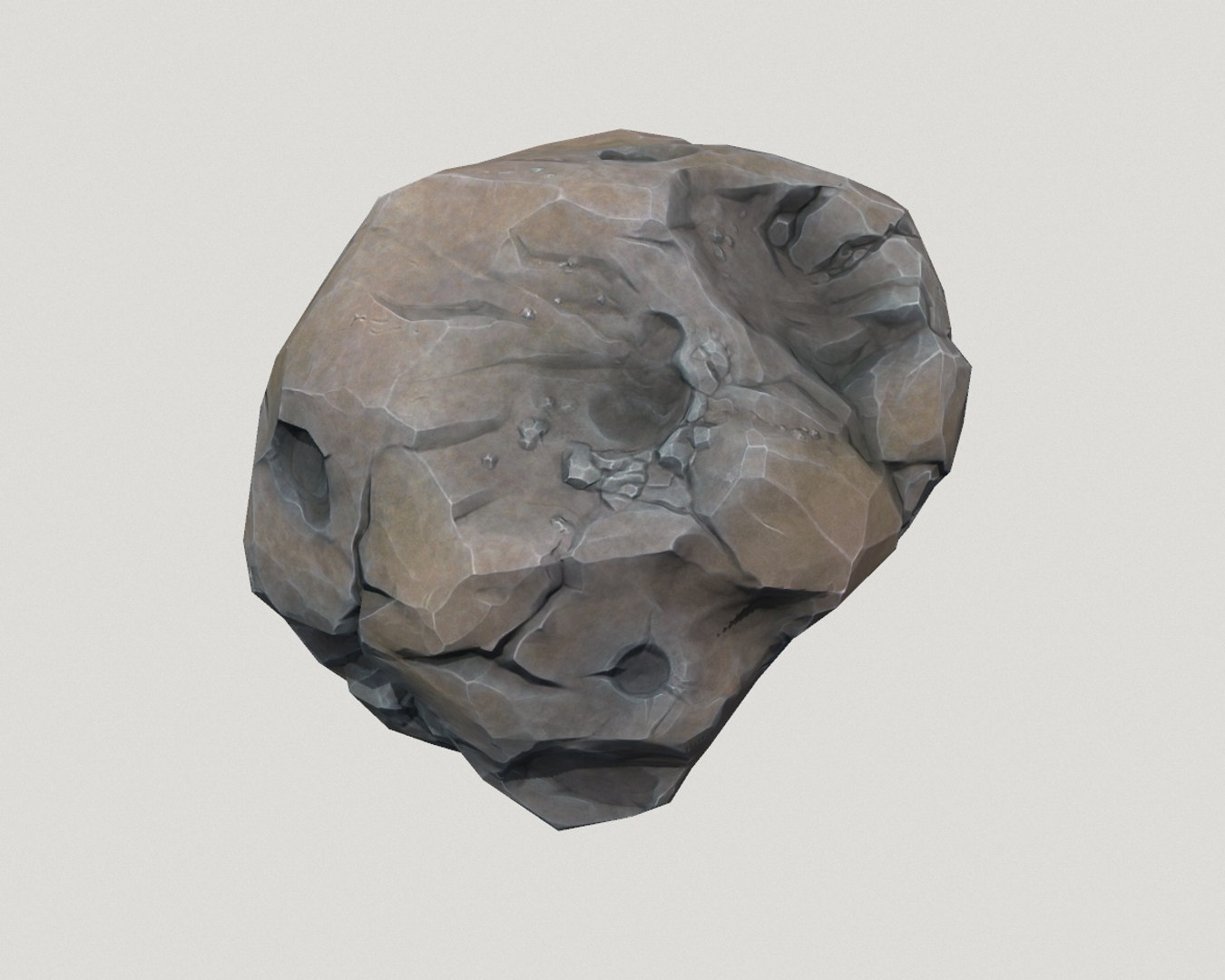 3d Low-poly Blue Asteroid Model