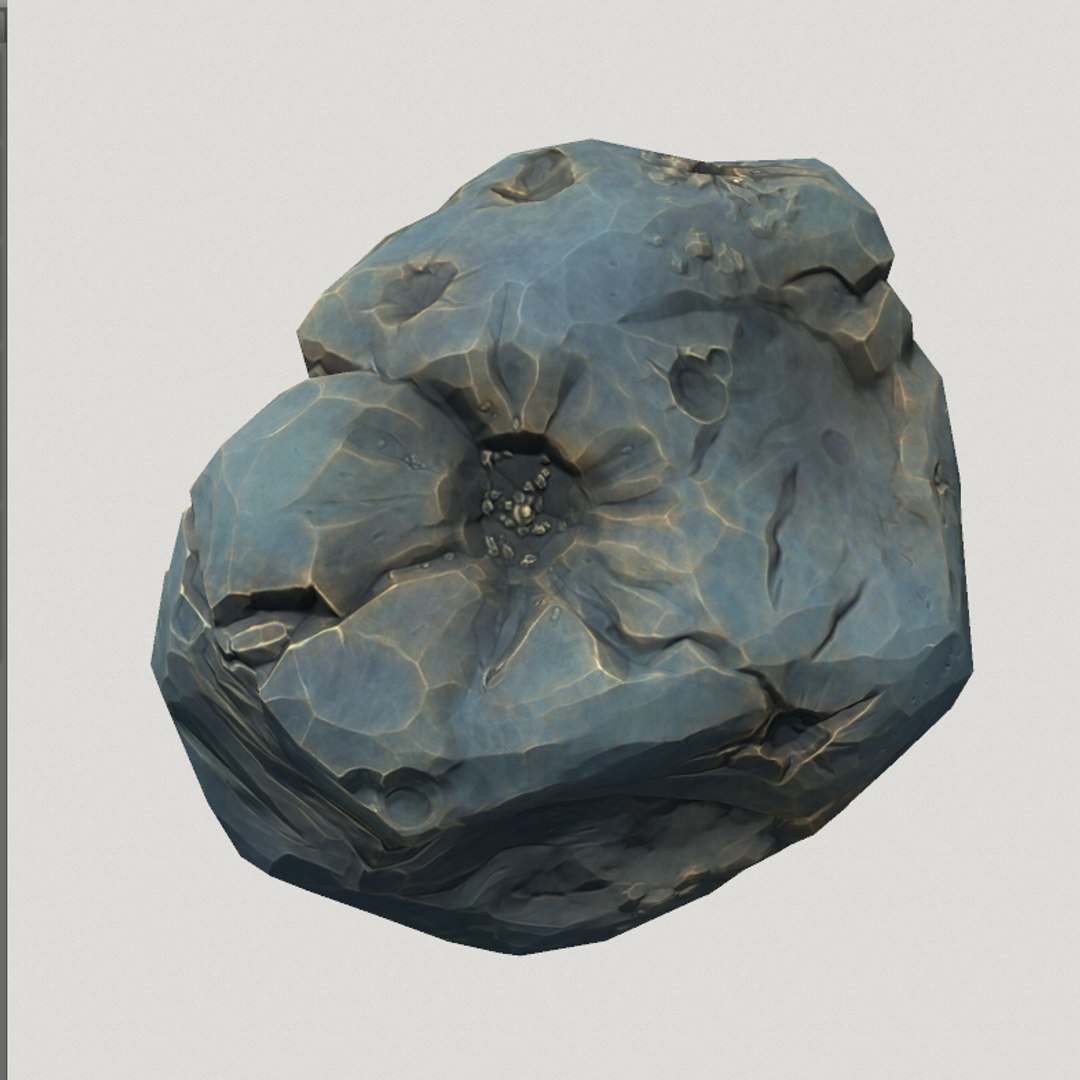 3d Low-poly Blue Asteroid Model