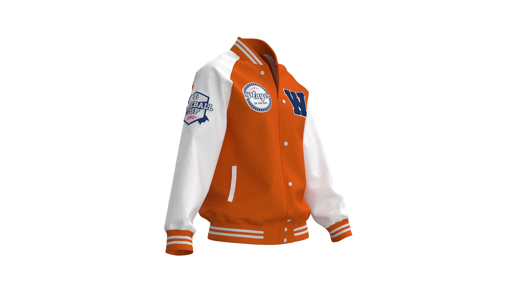3D Female Raglan Varsity Jacket Model - TurboSquid 2152895