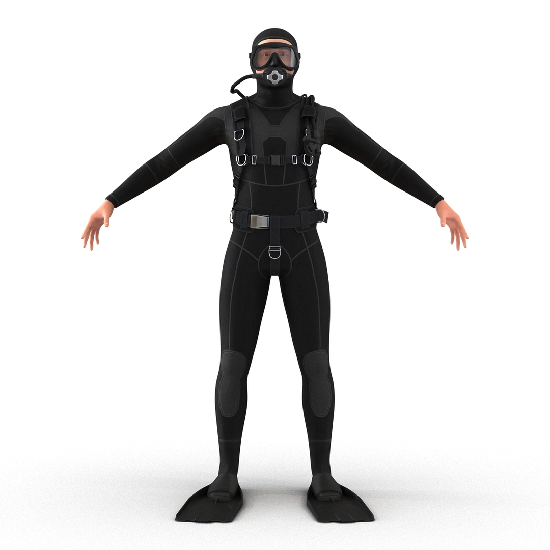 diver rigged 3d model