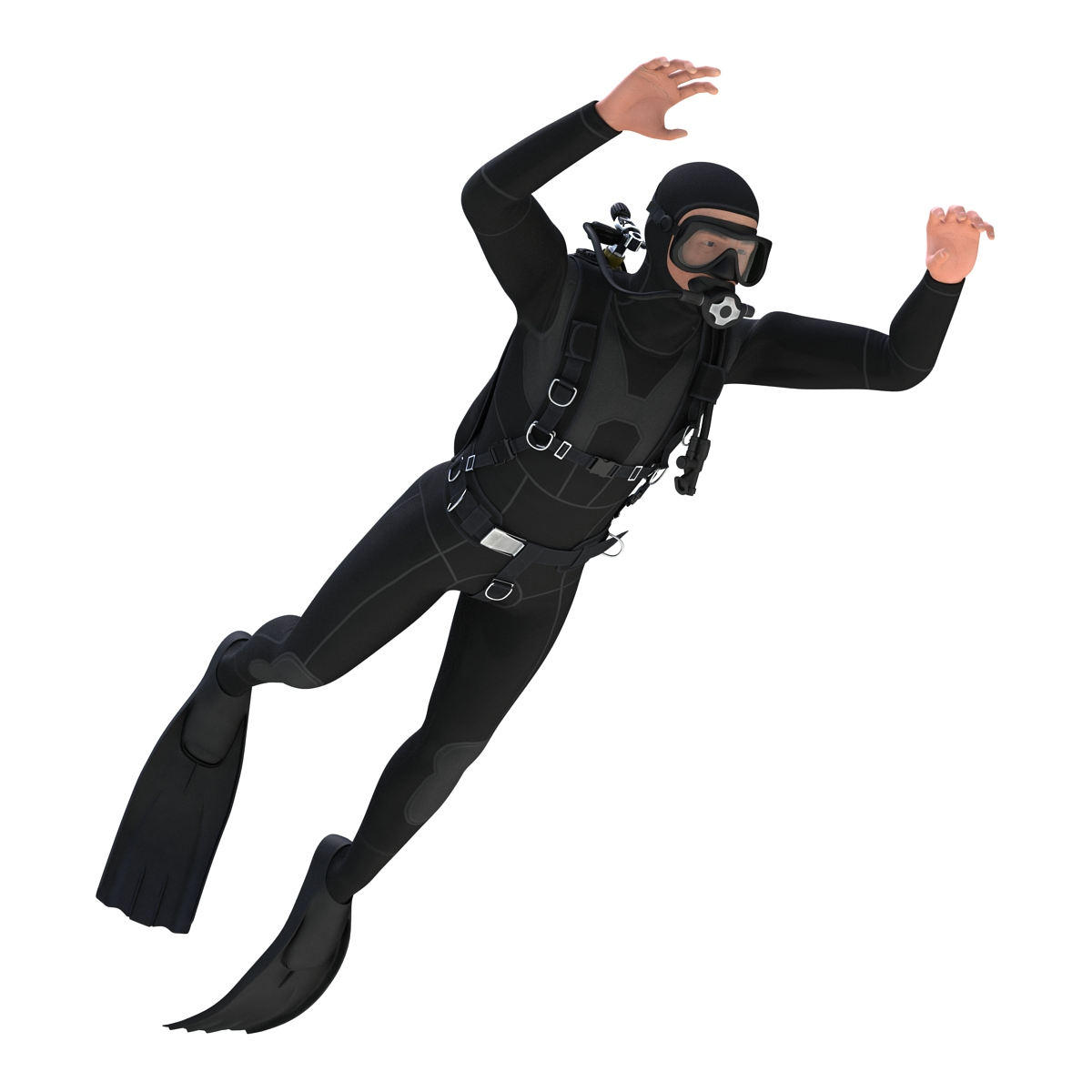 diver rigged 3d model
